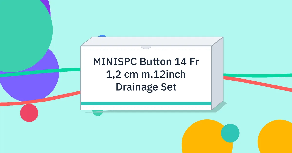Symbolbild: Packung mit der Aufschrift MINISPC Button 14 Fr 1,2 cm m.12inch Drainage Set (PZN 20820544) – Verfügbarkeit und Bezug in Apotheken in Frankfurt am Main