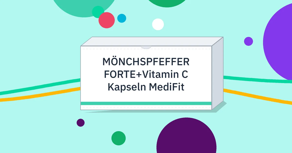 Symbolbild: Packung mit der Aufschrift MÖNCHSPFEFFER FORTE+Vitamin C Kapseln MediFit (PZN 11293028) – Verfügbarkeit und Bezug in Apotheken in Frankfurt am Main