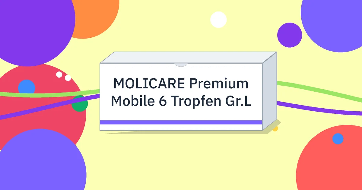 Symbolbild: Packung mit der Aufschrift MOLICARE Premium Mobile 6 Tropfen Gr.L (PZN 18446564) – Verfügbarkeit und Bezug in Apotheken in Frankfurt am Main