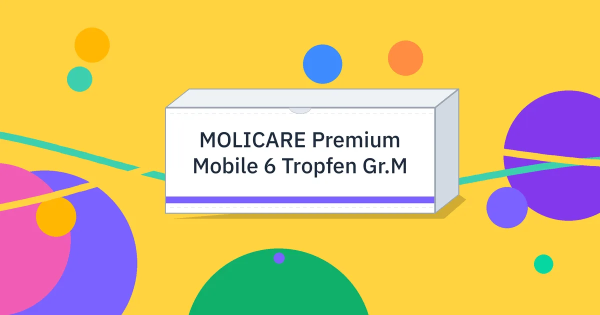 Symbolbild: Packung mit der Aufschrift MOLICARE Premium Mobile 6 Tropfen Gr.M (PZN 17936450) – Verfügbarkeit und Bezug in Apotheken in Frankfurt am Main