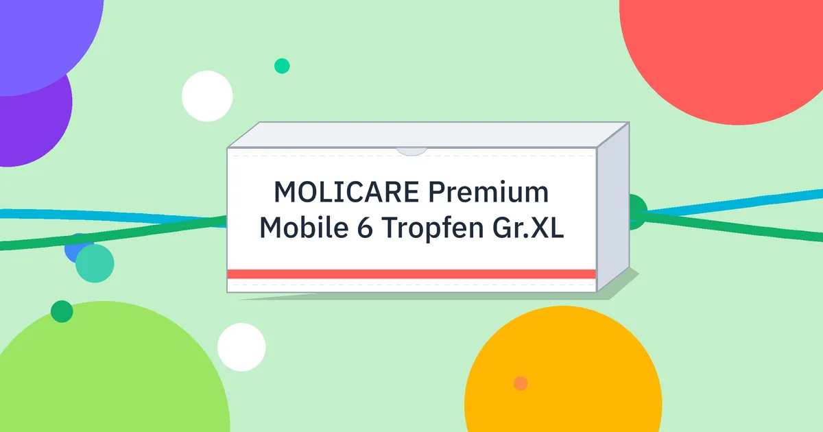 Symbolbild: Packung mit der Aufschrift MOLICARE Premium Mobile 6 Tropfen Gr.XL (PZN 13476891) – Verfügbarkeit und Bezug in Apotheken in Frankfurt am Main
