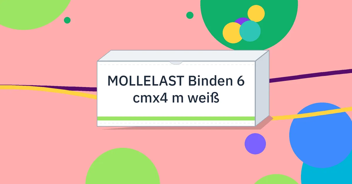 Symbolbild: Packung mit der Aufschrift MOLLELAST Binden 6 cmx4 m weiß (PZN 15430367) – Verfügbarkeit und Bezug in Apotheken in Frankfurt am Main