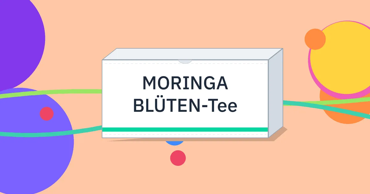 Symbolbild: Packung mit der Aufschrift MORINGA BLÜTEN-Tee (PZN 19307729) – Verfügbarkeit und Bezug in Apotheken in Frankfurt am Main