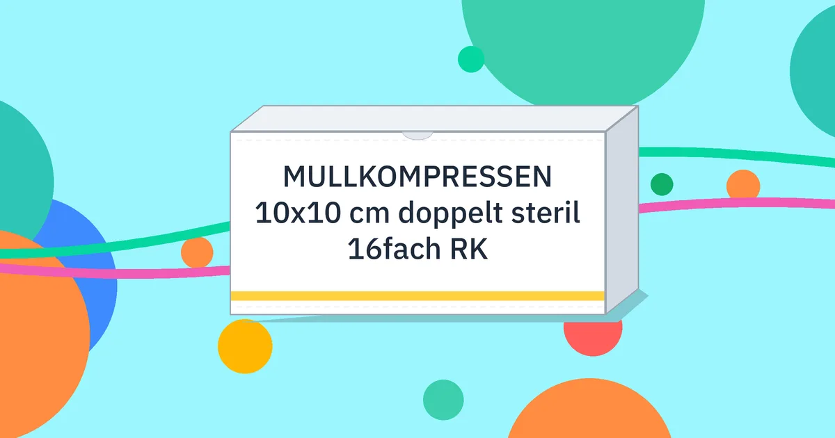 Symbolbild: Packung mit der Aufschrift MULLKOMPRESSEN 10x10 cm doppelt steril 16fach RK (PZN 12348636) – Verfügbarkeit und Bezug in Apotheken in Frankfurt am Main
