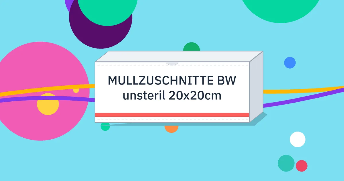 Symbolbild: Packung mit der Aufschrift MULLZUSCHNITTE BW unsteril 20x20cm (PZN 04050360) – Verfügbarkeit und Bezug in Apotheken in Frankfurt am Main
