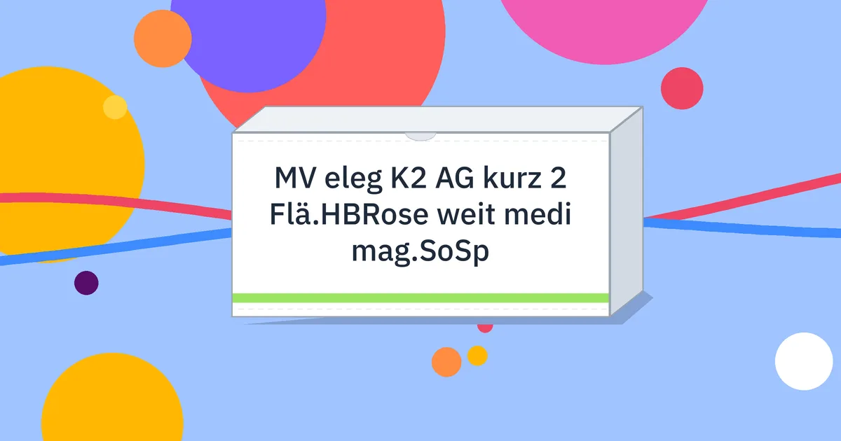 Symbolbild: Packung mit der Aufschrift MV eleg K2 AG kurz 2 Flä.HBRose weit medi mag.SoSp (PZN 15706125) – Verfügbarkeit und Bezug in Apotheken in Frankfurt am Main