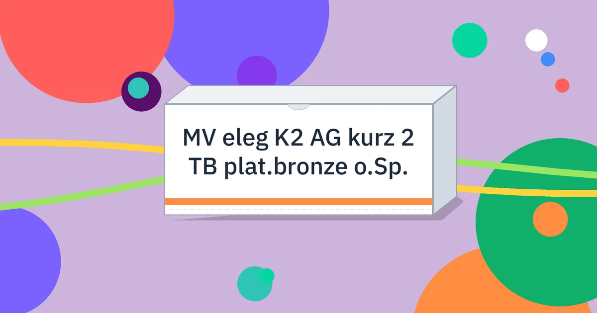 Symbolbild: Packung mit der Aufschrift MV eleg K2 AG kurz 2 TB plat.bronze o.Sp. (PZN 14715688) – Verfügbarkeit und Bezug in Apotheken in Frankfurt am Main