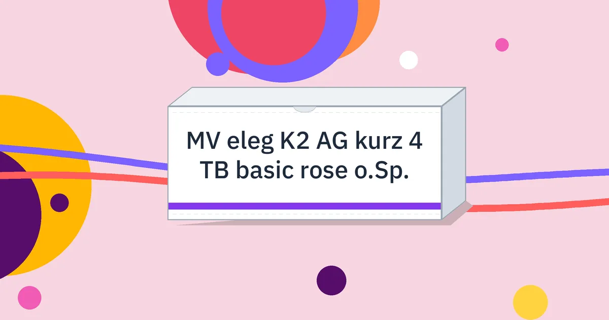 Symbolbild: Packung mit der Aufschrift MV eleg K2 AG kurz 4 TB basic rose o.Sp. (PZN 14698406) – Verfügbarkeit und Bezug in Apotheken in Frankfurt am Main