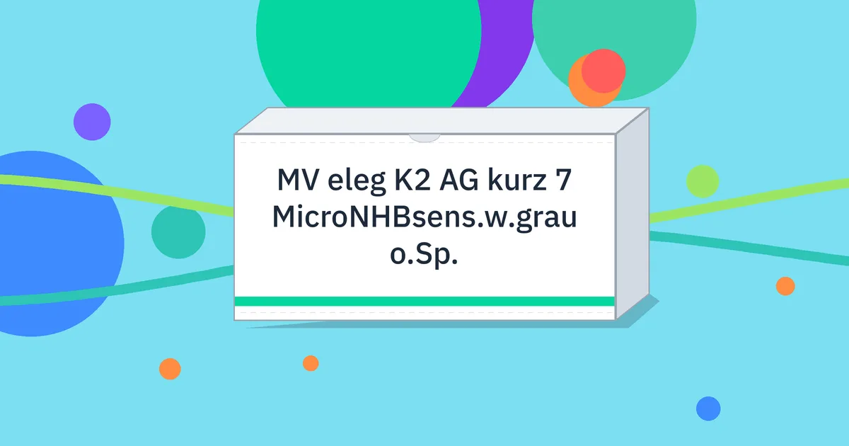 Symbolbild: Packung mit der Aufschrift MV eleg K2 AG kurz 7 MicroNHBsens.w.grau o.Sp. (PZN 18927312) – Verfügbarkeit und Bezug in Apotheken in Frankfurt am Main