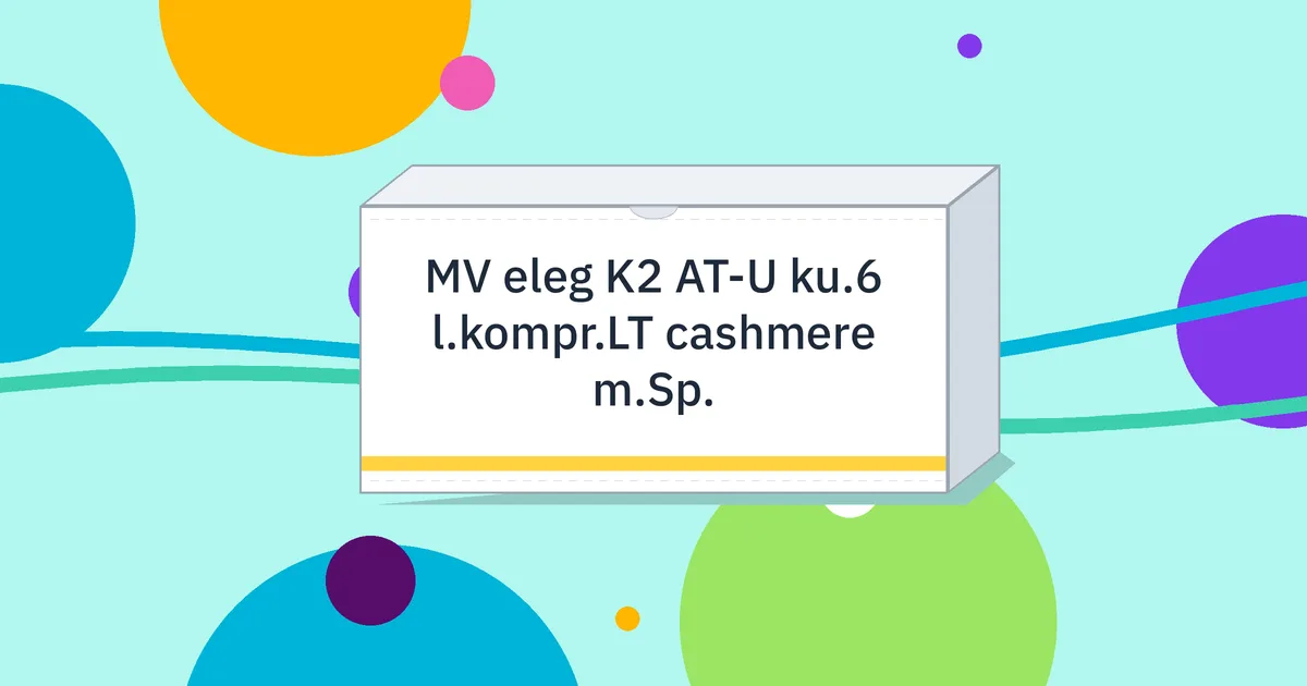 Symbolbild: Packung mit der Aufschrift MV eleg K2 AT-U ku.6 l.kompr.LT cashmere m.Sp. (PZN 14665246) – Verfügbarkeit und Bezug in Apotheken in Frankfurt am Main