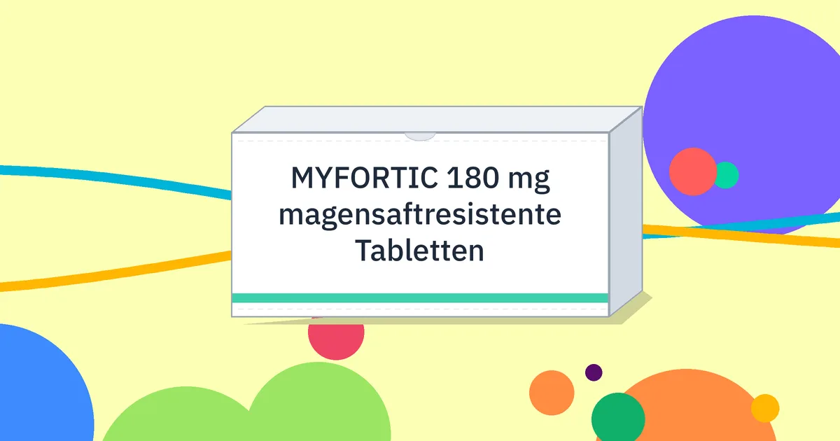 Symbolbild: Packung mit der Aufschrift MYFORTIC 180 mg magensaftresistente Tabletten (PZN 06735033) – Verfügbarkeit und Bezug in Apotheken in Frankfurt am Main