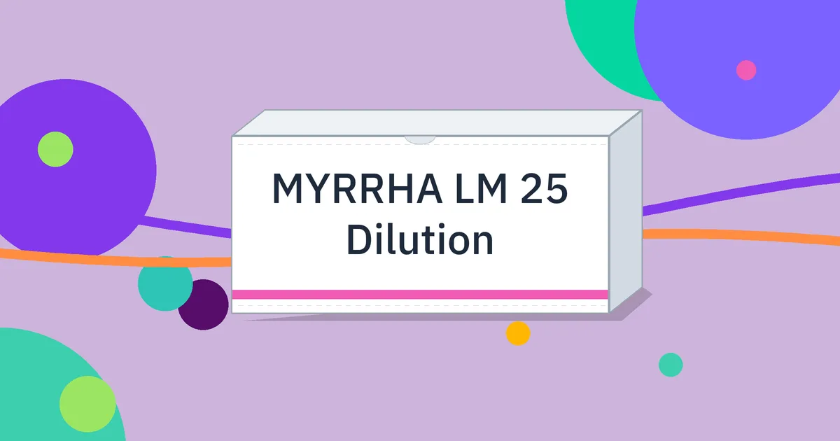 Symbolbild: Packung mit der Aufschrift MYRRHA LM 25 Dilution (PZN 12957720) – Verfügbarkeit und Bezug in Apotheken in Frankfurt am Main