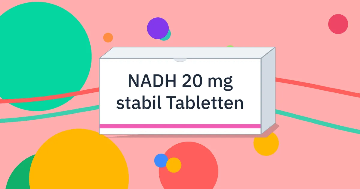 Symbolbild: Packung mit der Aufschrift NADH 20 mg stabil Tabletten (PZN 06110244) – Verfügbarkeit und Bezug in Apotheken in Frankfurt am Main
