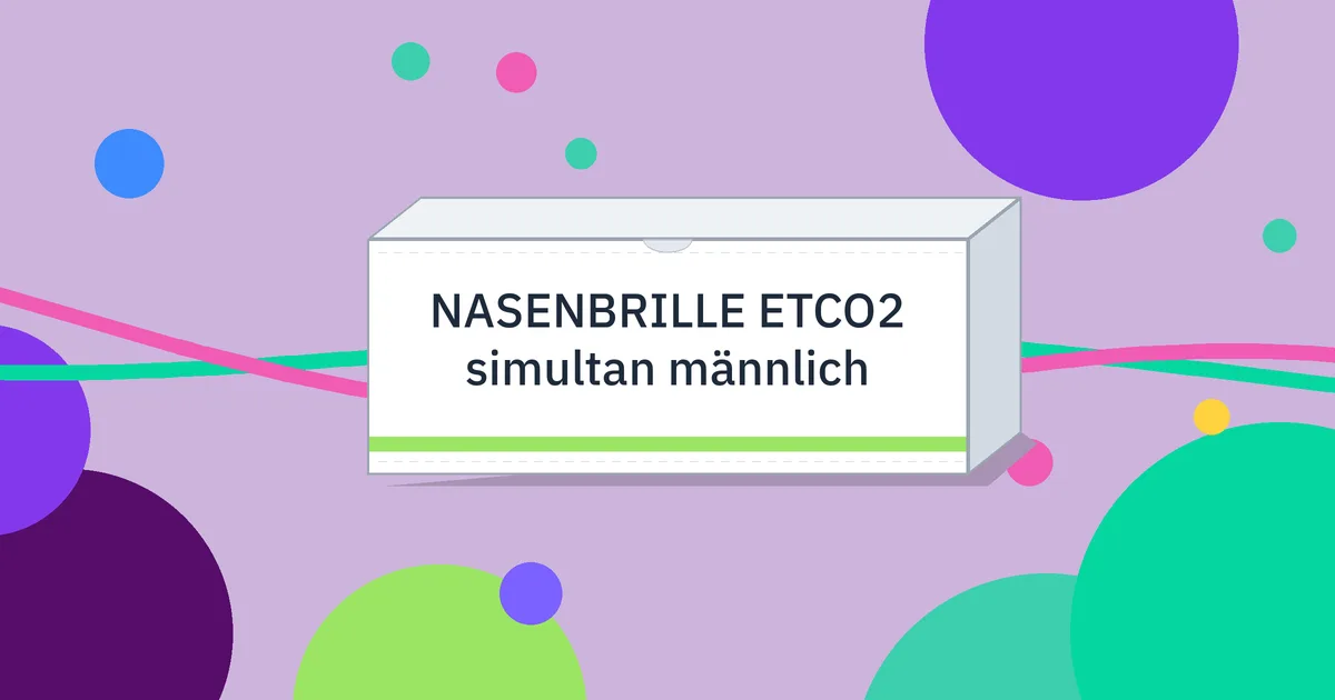 Symbolbild: Packung mit der Aufschrift NASENBRILLE ETCO2 simultan männlich (PZN 00540044) – Verfügbarkeit und Bezug in Apotheken in Frankfurt am Main