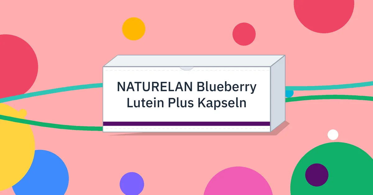 Symbolbild: Packung mit der Aufschrift NATURELAN Blueberry Lutein Plus Kapseln (PZN 18854056) – Verfügbarkeit und Bezug in Apotheken in Frankfurt am Main