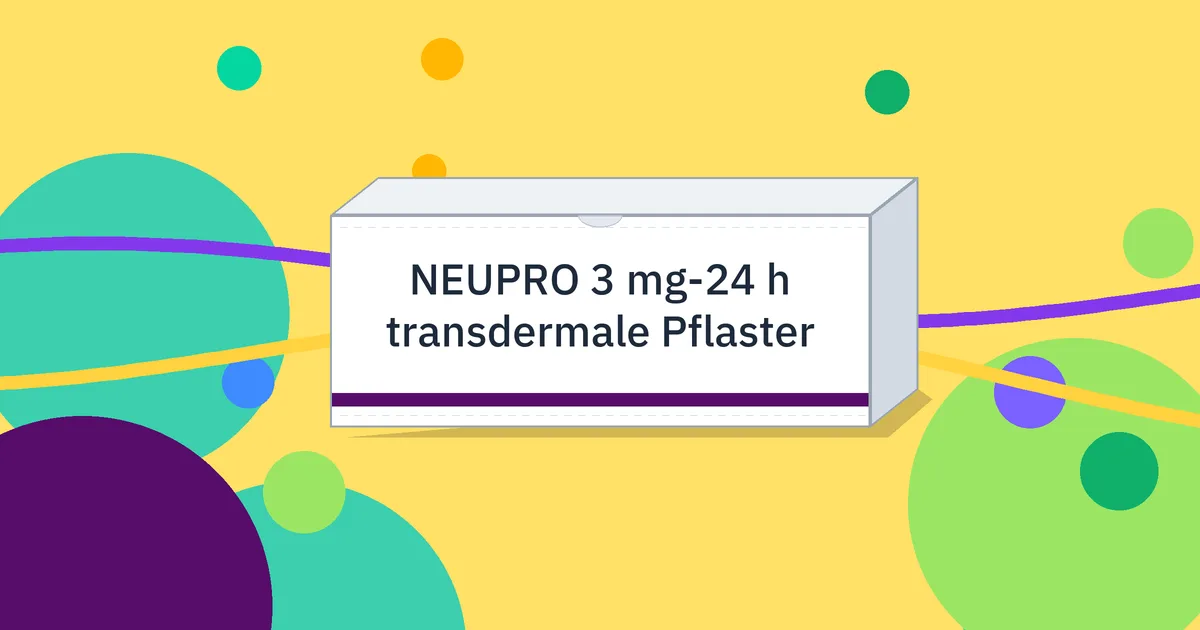 Symbolbild: Packung mit der Aufschrift NEUPRO 3 mg-24 h transdermale Pflaster (PZN 01699798) – Verfügbarkeit und Bezug in Apotheken in Frankfurt am Main