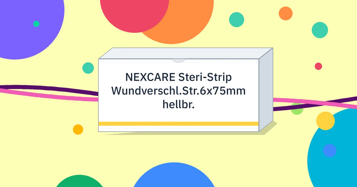 Symbolbild: Packung mit der Aufschrift NEXCARE Steri-Strip Wundverschl.Str.6x75mm hellbr. (PZN 18413257) – Verfügbarkeit und Bezug in Apotheken in Frankfurt am Main