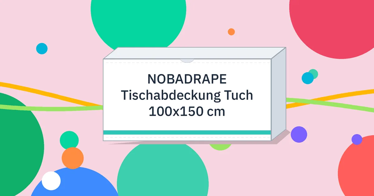 Symbolbild: Packung mit der Aufschrift NOBADRAPE Tischabdeckung Tuch 100x150 cm (PZN 01905111) – Verfügbarkeit und Bezug in Apotheken in Frankfurt am Main