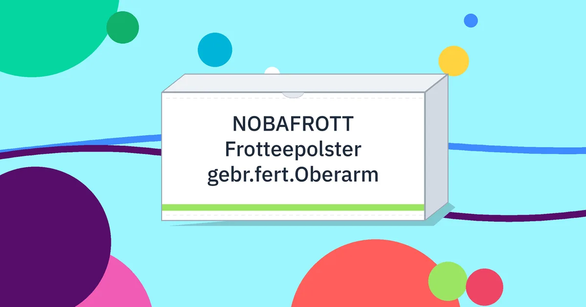 Symbolbild: Packung mit der Aufschrift NOBAFROTT Frotteepolster gebr.fert.Oberarm (PZN 07571734) – Verfügbarkeit und Bezug in Apotheken in Frankfurt am Main