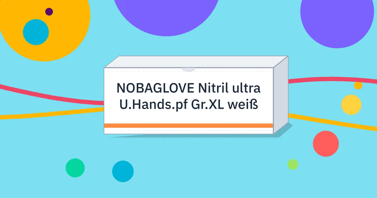 Symbolbild: Packung mit der Aufschrift NOBAGLOVE Nitril ultra U.Hands.pf Gr.XL weiß (PZN 17549977) – Verfügbarkeit und Bezug in Apotheken in Frankfurt am Main