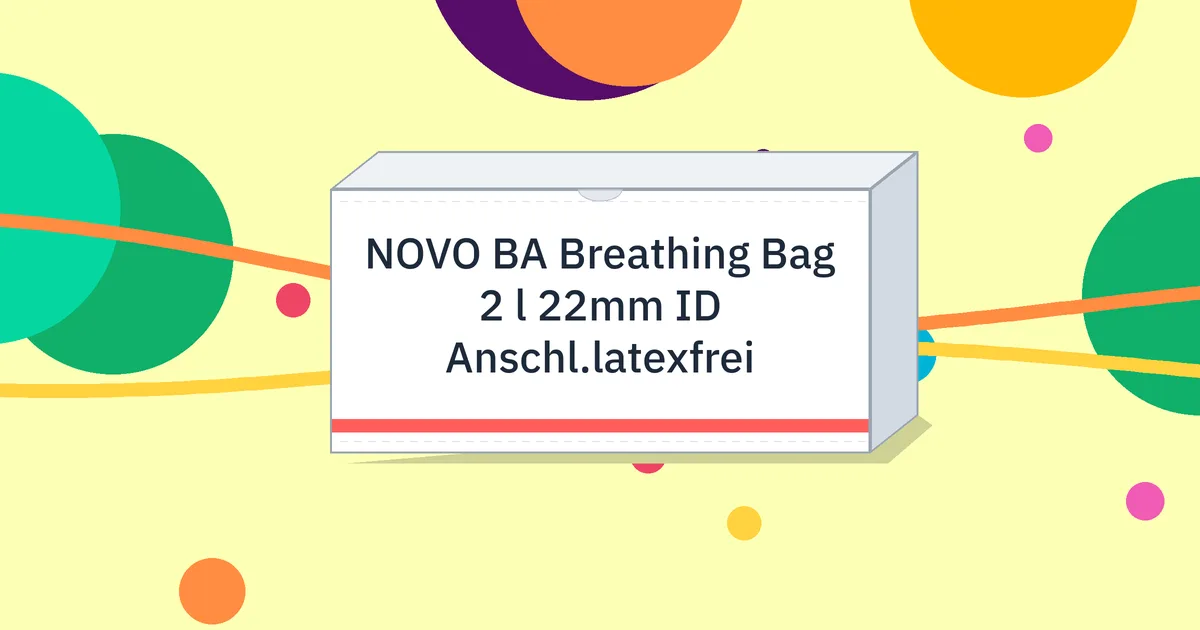 Symbolbild: Packung mit der Aufschrift NOVO BA Breathing Bag 2 l 22mm ID Anschl.latexfrei (PZN 19432067) – Verfügbarkeit und Bezug in Apotheken in Frankfurt am Main