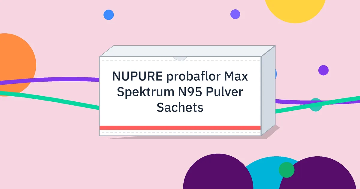 Symbolbild: Packung mit der Aufschrift NUPURE probaflor Max Spektrum N95 Pulver Sachets (PZN 20042532) – Verfügbarkeit und Bezug in Apotheken in Frankfurt am Main