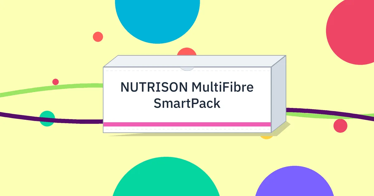 Symbolbild: Packung mit der Aufschrift NUTRISON MultiFibre SmartPack (PZN 14132231) – Verfügbarkeit und Bezug in Apotheken in Frankfurt am Main