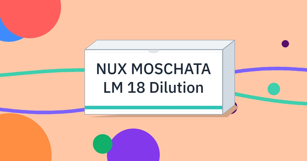 Symbolbild: Packung mit der Aufschrift NUX MOSCHATA LM 18 Dilution (PZN 03505315) – Verfügbarkeit und Bezug in Apotheken in Frankfurt am Main