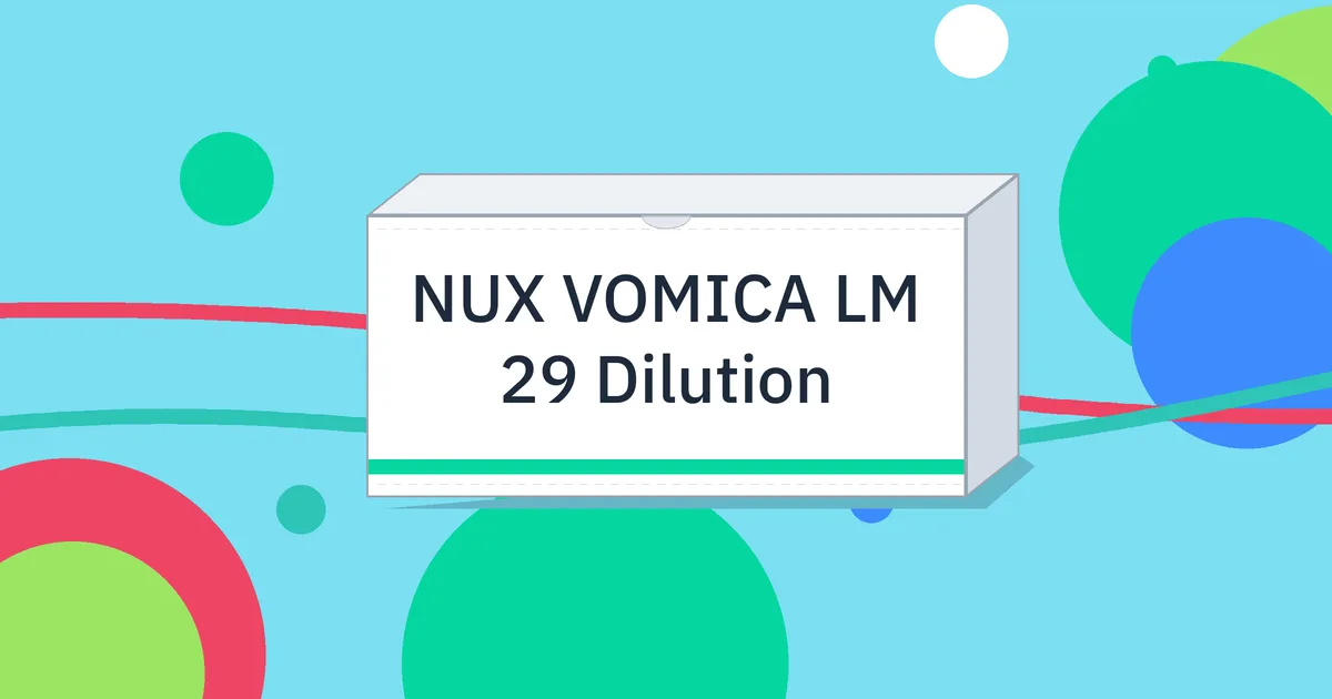 Symbolbild: Packung mit der Aufschrift NUX VOMICA LM 29 Dilution (PZN 12970560) – Verfügbarkeit und Bezug in Apotheken in Frankfurt am Main