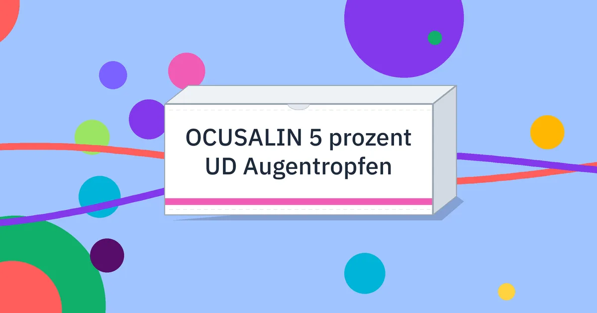 Symbolbild: Packung mit der Aufschrift OCUSALIN 5 prozent UD Augentropfen (PZN 09332382) – Verfügbarkeit und Bezug in Apotheken in Frankfurt am Main