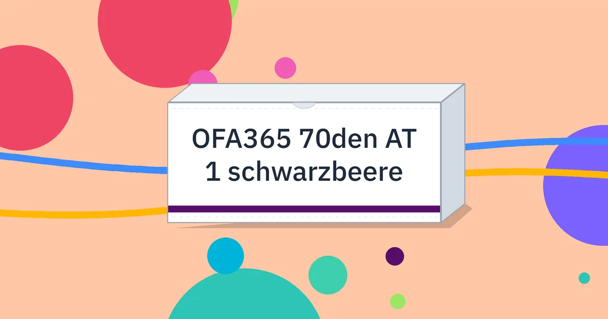 Symbolbild: Packung mit der Aufschrift OFA365 70den AT 1 schwarzbeere (PZN 16722416) – Verfügbarkeit und Bezug in Apotheken in Frankfurt am Main