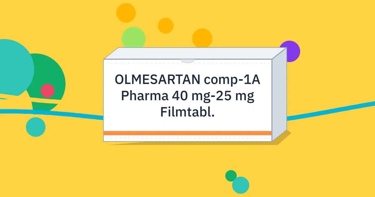 Symbolbild: Packung mit der Aufschrift OLMESARTAN comp-1A Pharma 40 mg-25 mg Filmtabl. (PZN 12359775) – Verfügbarkeit und Bezug in Apotheken in Frankfurt am Main