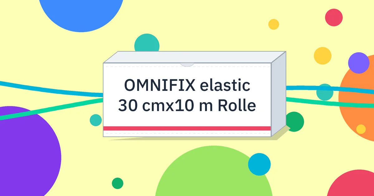 Symbolbild: Packung mit der Aufschrift OMNIFIX elastic 30 cmx10 m Rolle (PZN 05530027) – Verfügbarkeit und Bezug in Apotheken in Frankfurt am Main