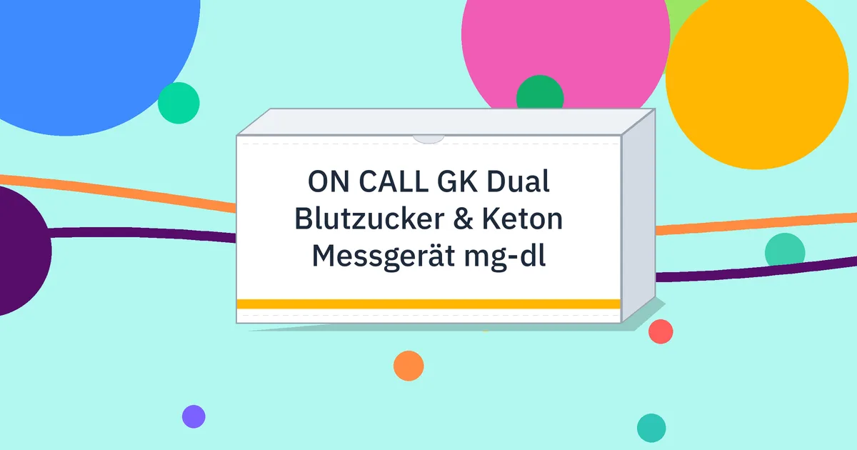 Symbolbild: Packung mit der Aufschrift ON CALL GK Dual Blutzucker & Keton Messgerät mg-dl (PZN 16914541) – Verfügbarkeit und Bezug in Apotheken in Frankfurt am Main