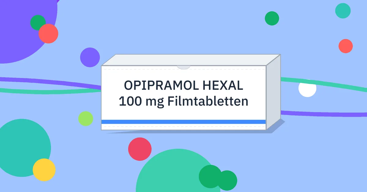 Symbolbild: Packung mit der Aufschrift OPIPRAMOL HEXAL 100 mg Filmtabletten (PZN 04390943) – Verfügbarkeit und Bezug in Apotheken in Frankfurt am Main