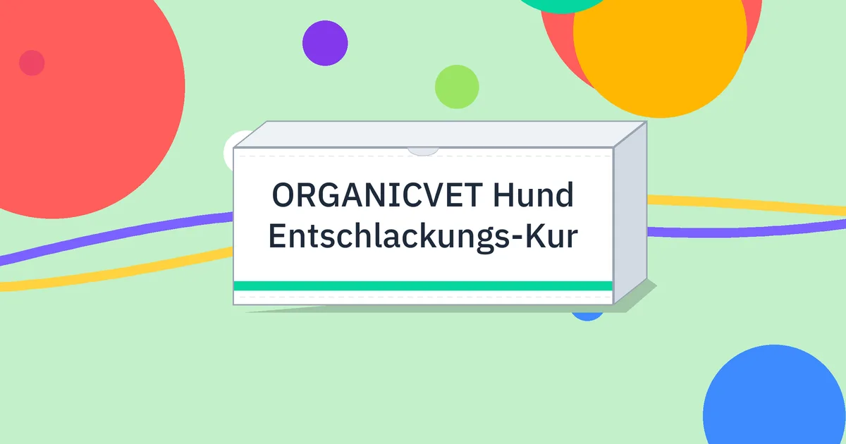 Symbolbild: Packung mit der Aufschrift ORGANICVET Hund Entschlackungs-Kur (PZN 10921882) – Verfügbarkeit und Bezug in Apotheken in Frankfurt am Main
