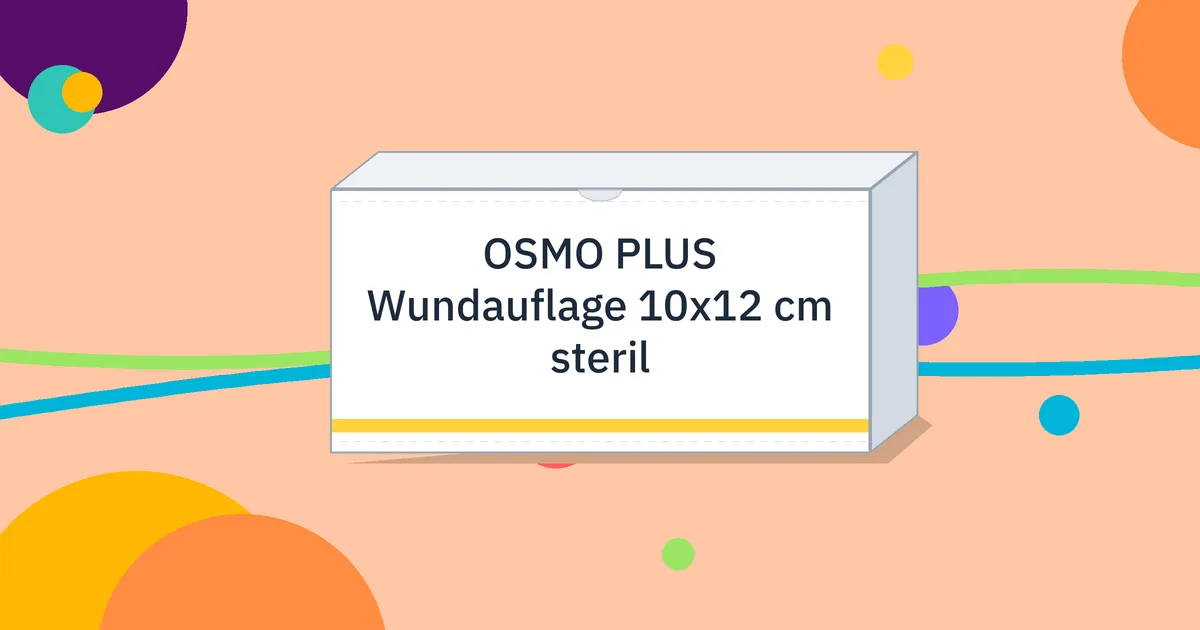 Symbolbild: Packung mit der Aufschrift OSMO PLUS Wundauflage 10x12 cm steril (PZN 10193098) – Verfügbarkeit und Bezug in Apotheken in Frankfurt am Main