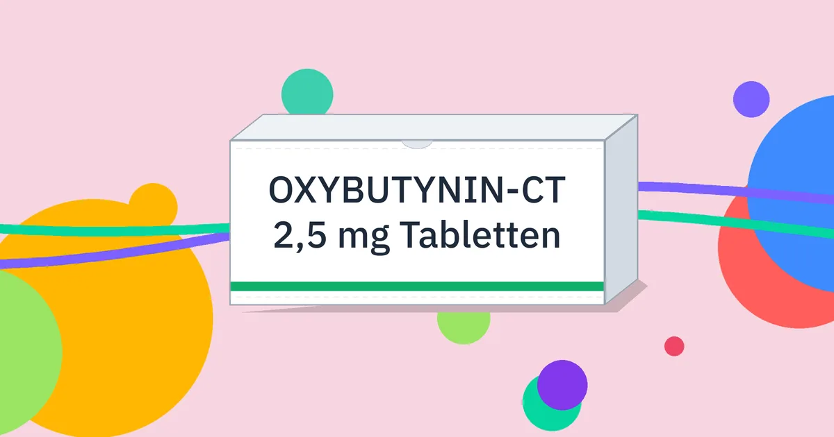Symbolbild: Packung mit der Aufschrift OXYBUTYNIN-CT 2,5 mg Tabletten (PZN 01562869) – Verfügbarkeit und Bezug in Apotheken in Frankfurt am Main