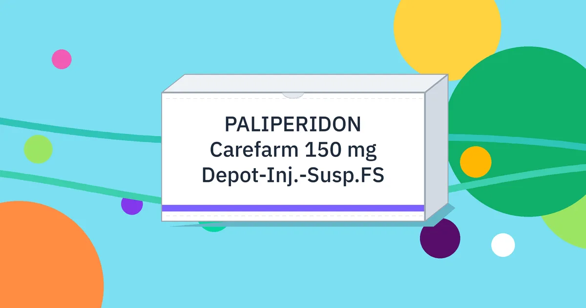 Symbolbild: Packung mit der Aufschrift PALIPERIDON Carefarm 150 mg Depot-Inj.-Susp.FS (PZN 20053228) – Verfügbarkeit und Bezug in Apotheken in Frankfurt am Main