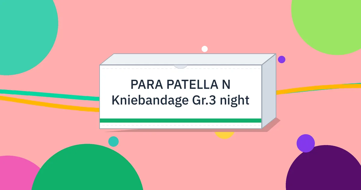 Symbolbild: Packung mit der Aufschrift PARA PATELLA N Kniebandage Gr.3 night (PZN 13763811) – Verfügbarkeit und Bezug in Apotheken in Frankfurt am Main