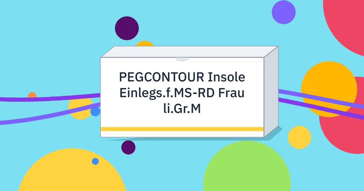 Symbolbild: Packung mit der Aufschrift PEGCONTOUR Insole Einlegs.f.MS-RD Frau li.Gr.M (PZN 14255979) – Verfügbarkeit und Bezug in Apotheken in Frankfurt am Main