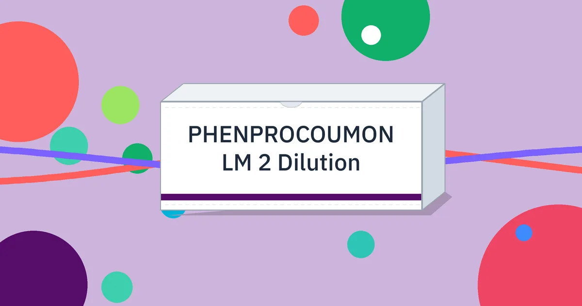 Symbolbild: Packung mit der Aufschrift PHENPROCOUMON LM 2 Dilution (PZN 13637762) – Verfügbarkeit und Bezug in Apotheken in Frankfurt am Main