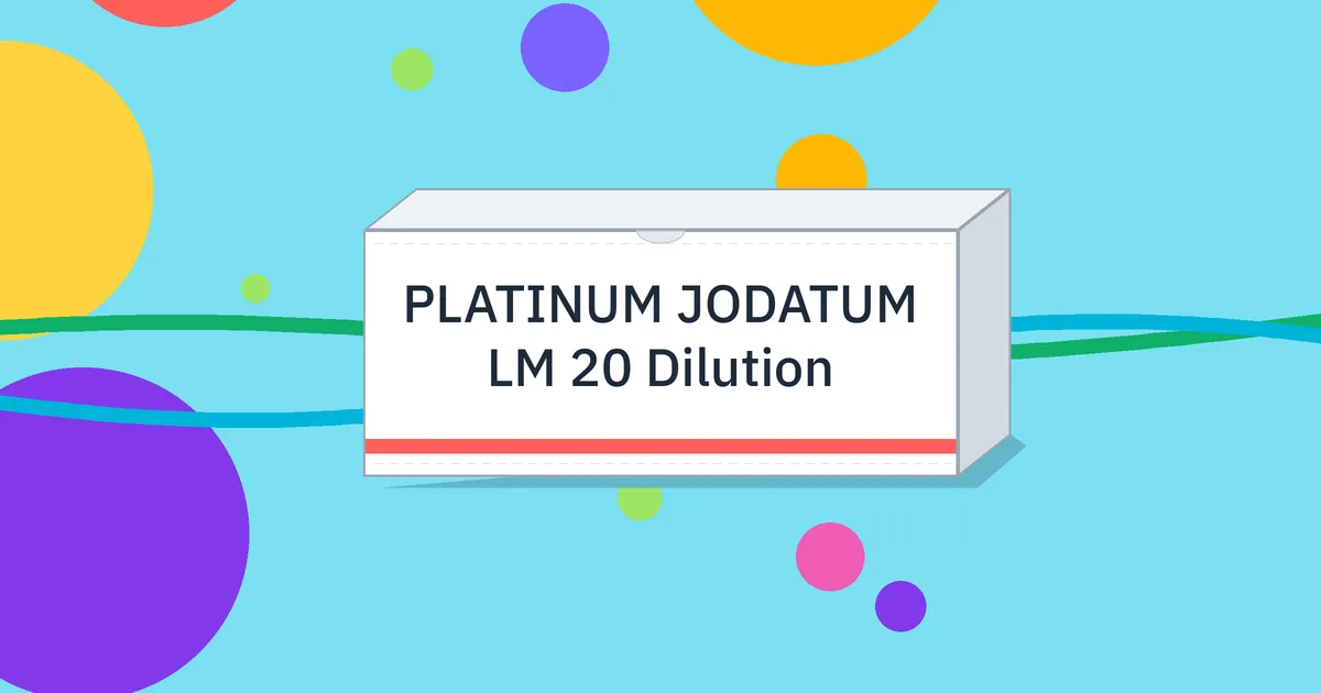 Symbolbild: Packung mit der Aufschrift PLATINUM JODATUM LM 20 Dilution (PZN 13647683) – Verfügbarkeit und Bezug in Apotheken in Frankfurt am Main