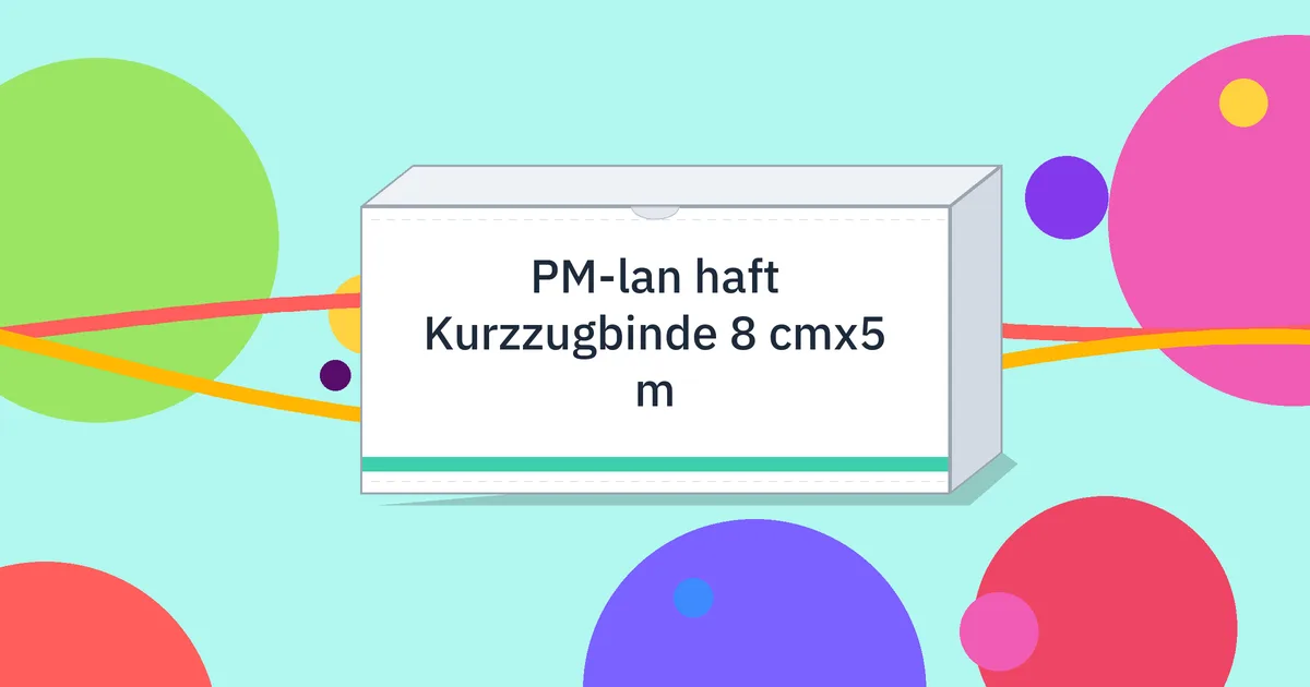 Symbolbild: Packung mit der Aufschrift PM-lan haft Kurzzugbinde 8 cmx5 m (PZN 18844922) – Verfügbarkeit und Bezug in Apotheken in Frankfurt am Main