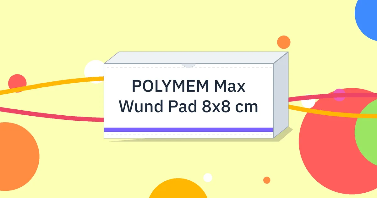 Symbolbild: Packung mit der Aufschrift POLYMEM Max Wund Pad 8x8 cm (PZN 16783984) – Verfügbarkeit und Bezug in Apotheken in Frankfurt am Main