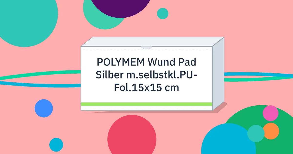 Symbolbild: Packung mit der Aufschrift POLYMEM Wund Pad Silber m.selbstkl.PU-Fol.15x15 cm (PZN 19621733) – Verfügbarkeit und Bezug in Apotheken in Frankfurt am Main