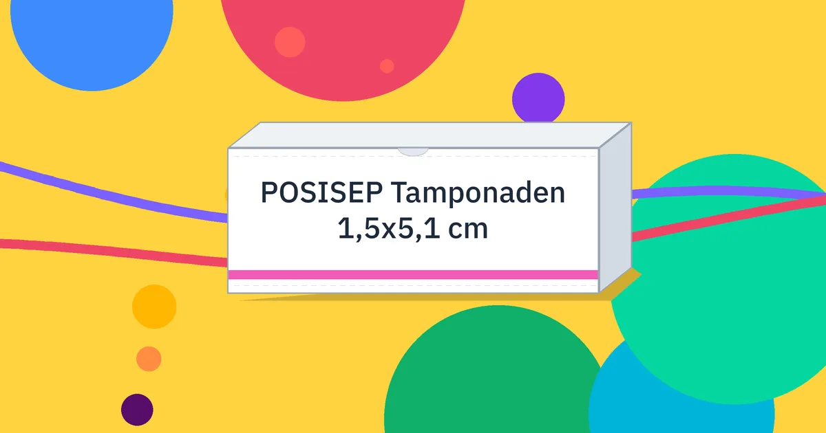 Symbolbild: Packung mit der Aufschrift POSISEP Tamponaden 1,5x5,1 cm (PZN 11190587) – Verfügbarkeit und Bezug in Apotheken in Frankfurt am Main