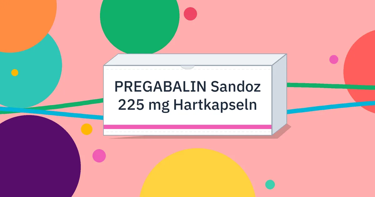 Symbolbild: Packung mit der Aufschrift PREGABALIN Sandoz 225 mg Hartkapseln (PZN 16887229) – Verfügbarkeit und Bezug in Apotheken in Frankfurt am Main