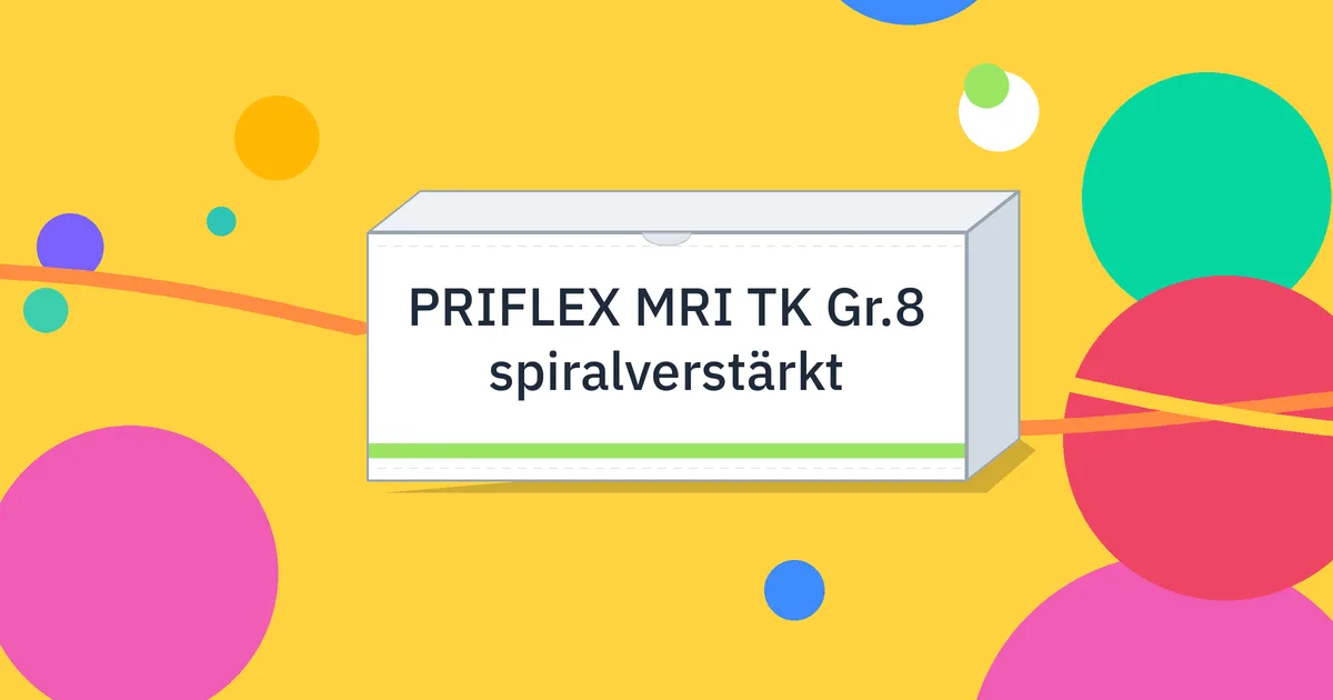 Symbolbild: Packung mit der Aufschrift PRIFLEX MRI TK Gr.8 spiralverstärkt (PZN 11091336) – Verfügbarkeit und Bezug in Apotheken in Frankfurt am Main