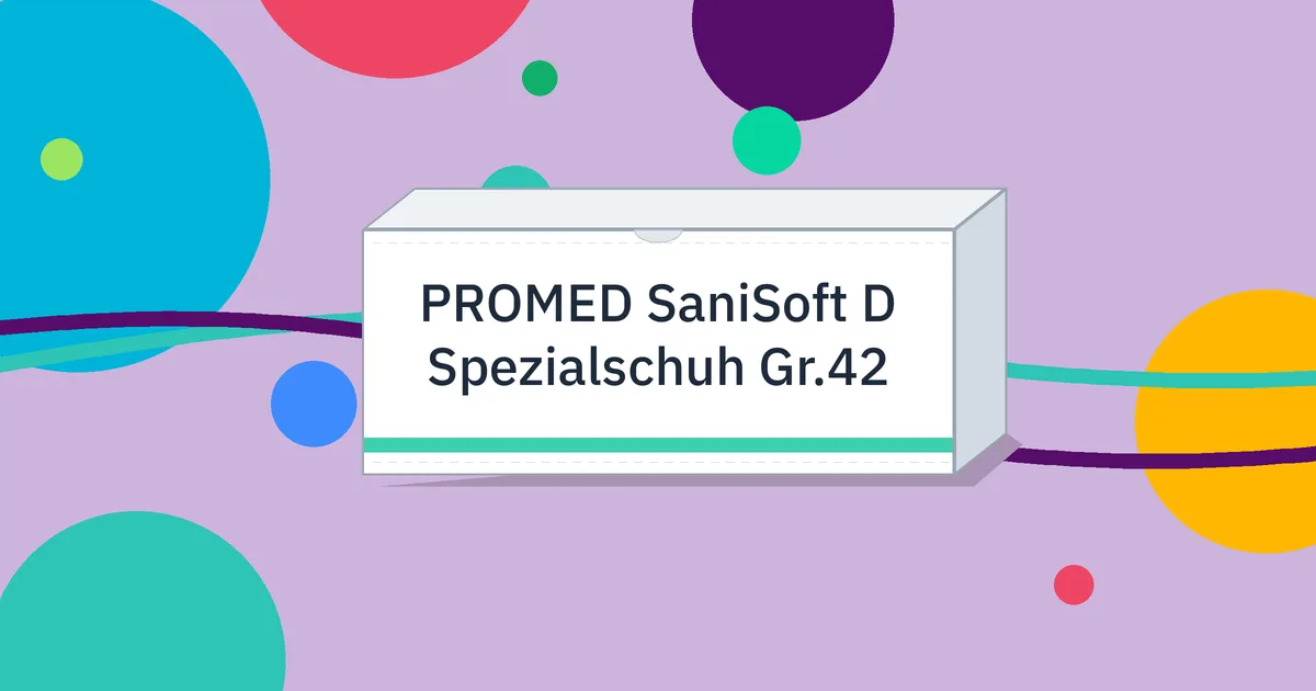 Symbolbild: Packung mit der Aufschrift PROMED SaniSoft D Spezialschuh Gr.42 (PZN 05482216) – Verfügbarkeit und Bezug in Apotheken in Frankfurt am Main